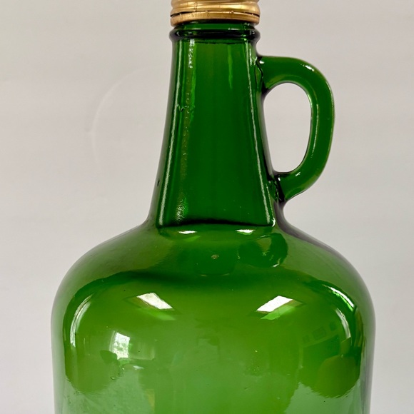 Other | Vintage Green Glass Jug Bottle Liquor Wine Old Large Glass ...